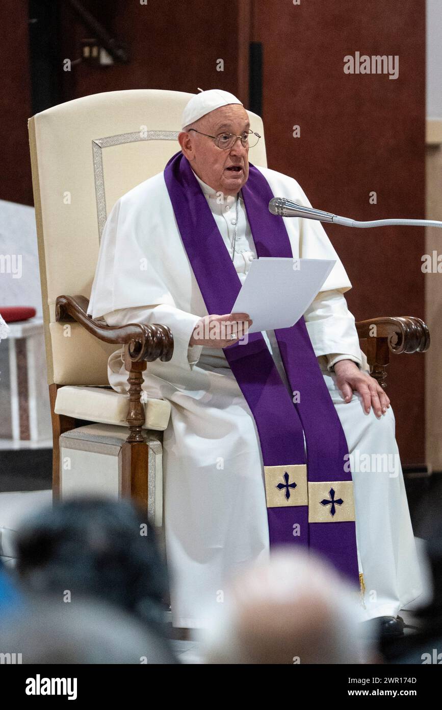 Pope Francis delivers his speech during the Penitential Service in the ...