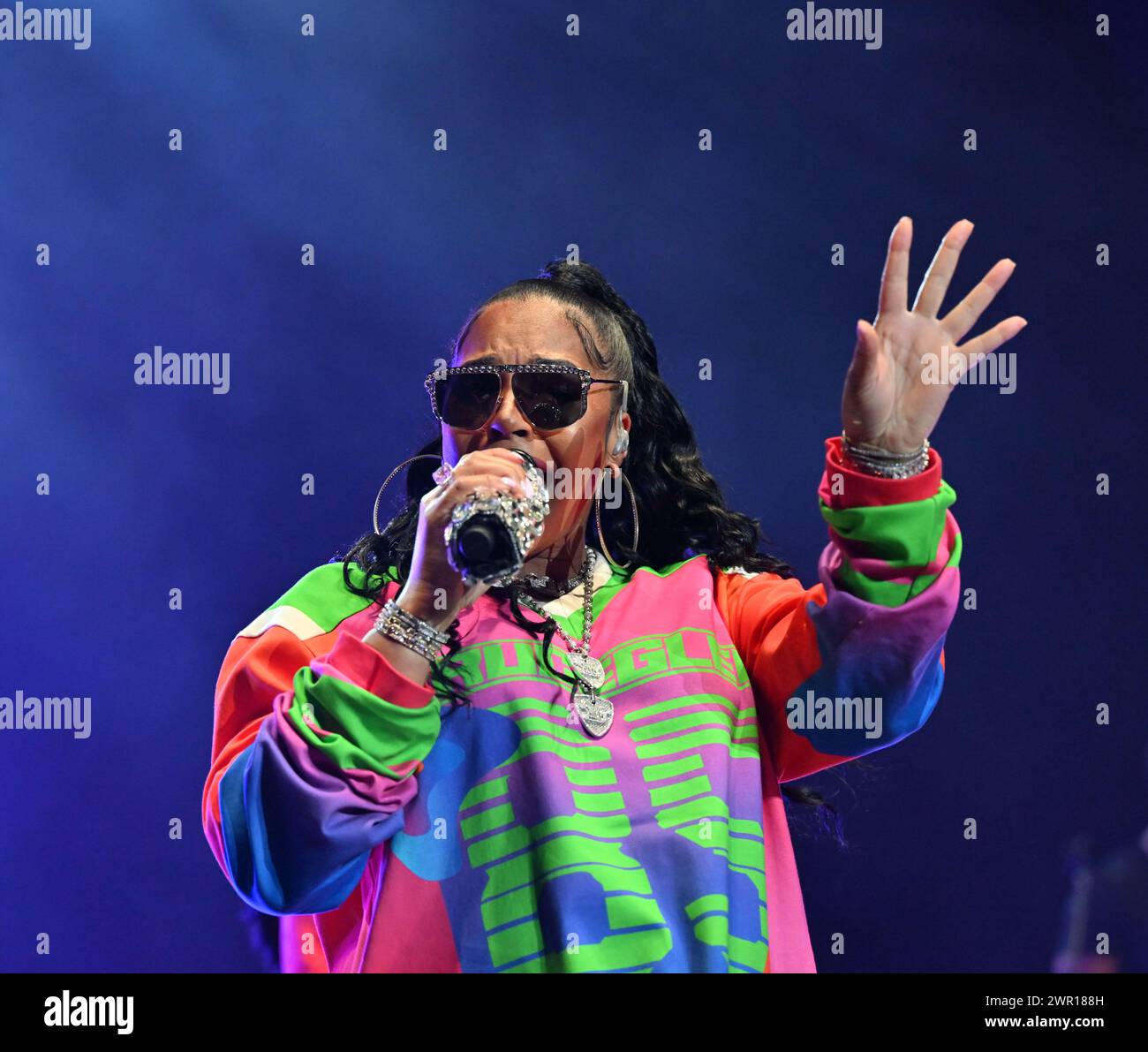 March 10, 2024, Norfolk, Virginia, USA: ASHANTI entertains the crowd at ...