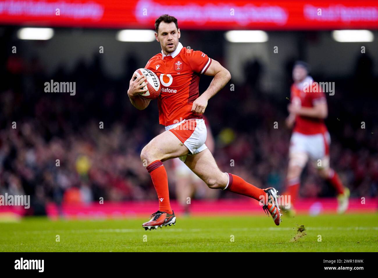 Wales' Tomos Williams on his way over to score their side's second try ...
