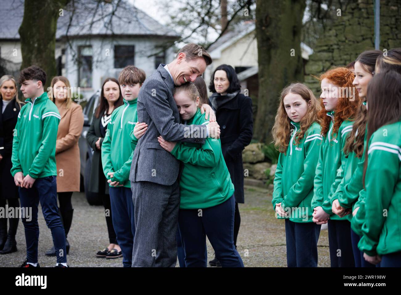 Ryan Tubridy comforting classmates of 12-year-old Saoirse Ruane during ...