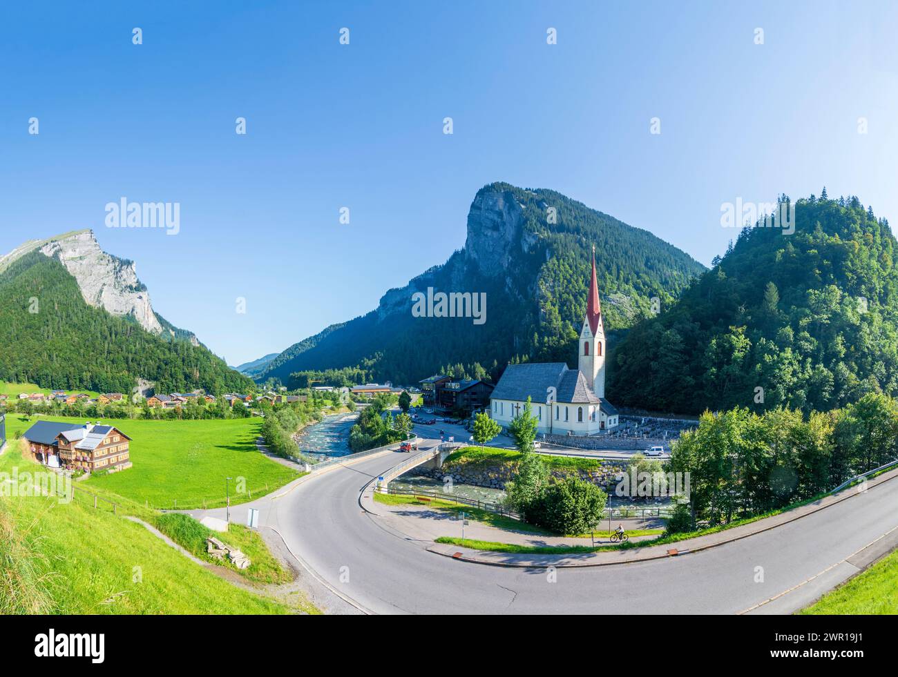 Au: village and church Au, river Bregenzer Ach, mountain Kanisfluh ...