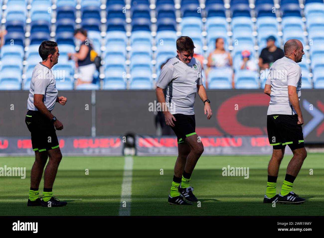 Sydney, Australia. 10th Mar, 2024. Match referees warm up before the A ...