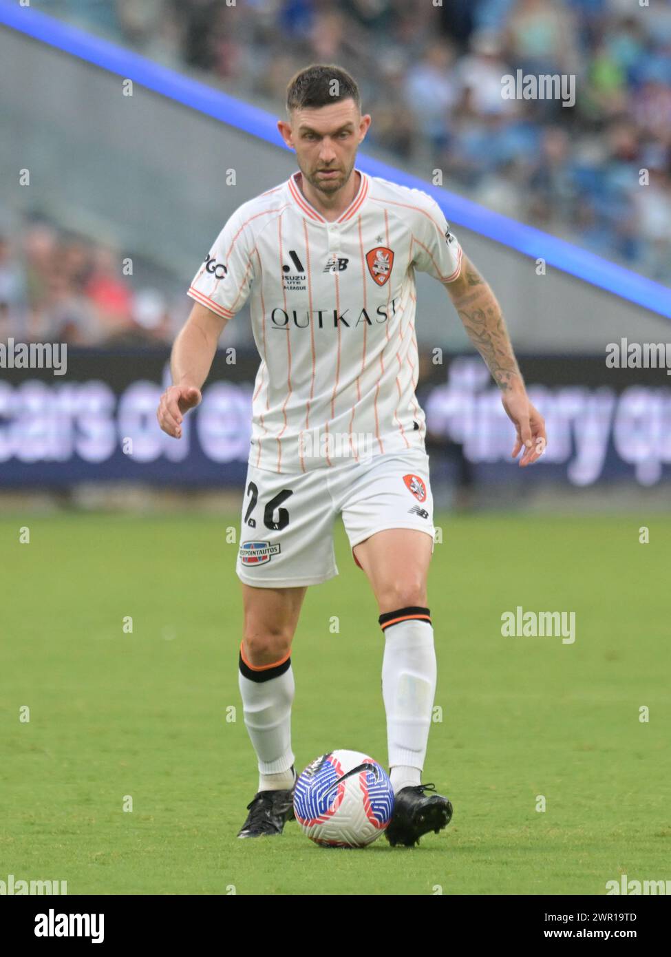 James O'Shea of Brisbane Roar FC is seen in action during the Isuzu UTE ...