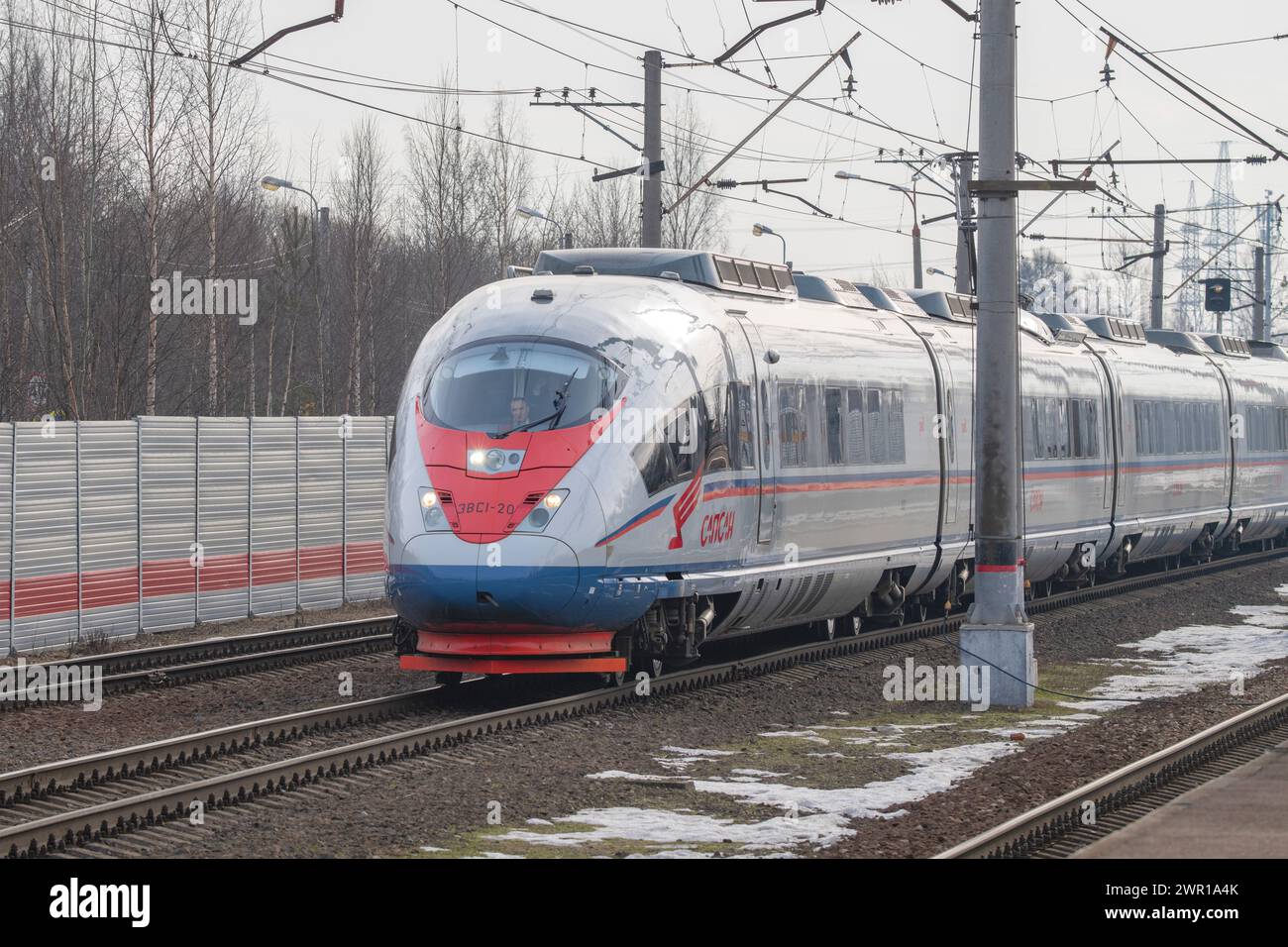 PETRO-SLAVYANKA, RUSSIA - MARCH 04, 2024: High-speed electric train ...