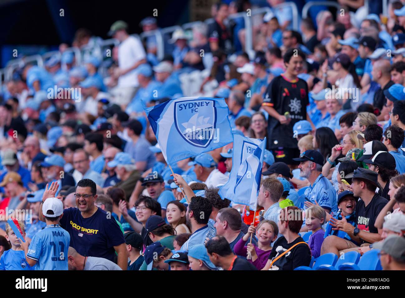 Sydney, Australia. 10th Mar, 2024. A Sydney FC fan shows her support by ...