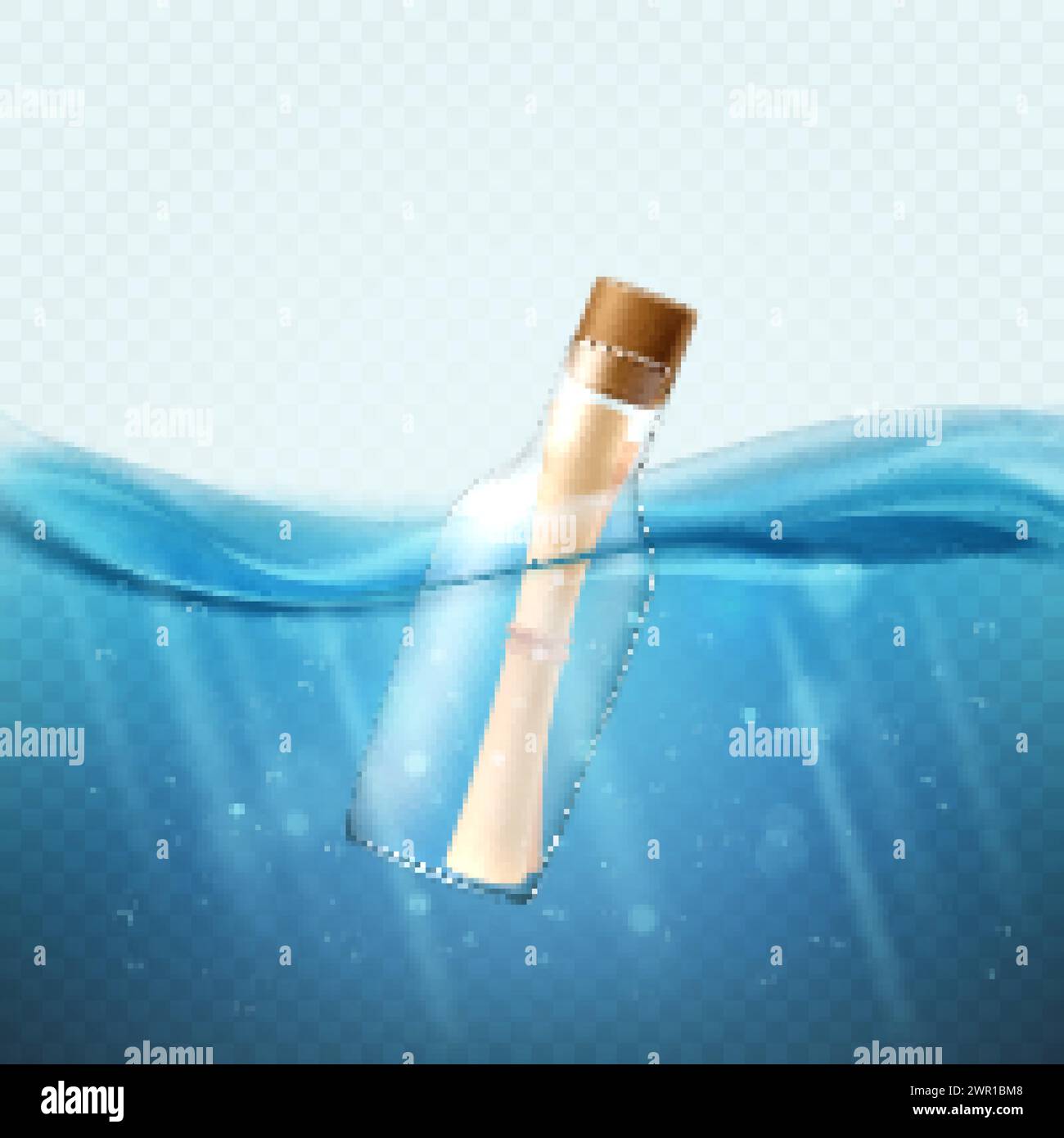 SOS bottle. Help letter in glass container swimming in ocean. Floating ...