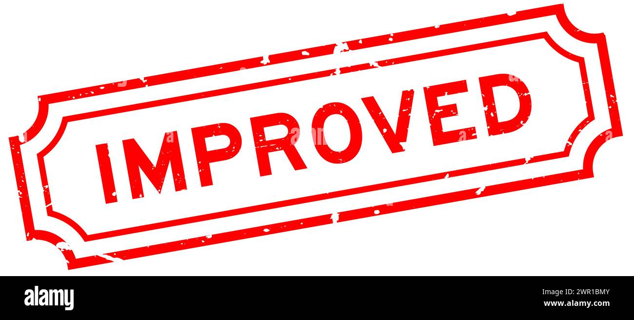 Grunge red improved word rubber seal stamp on white background Stock ...