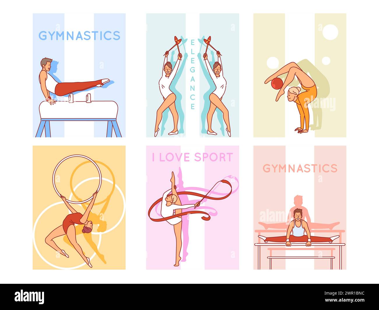 Rhythmic gymnastics posters. Flexible and strong athletes, girls and ...