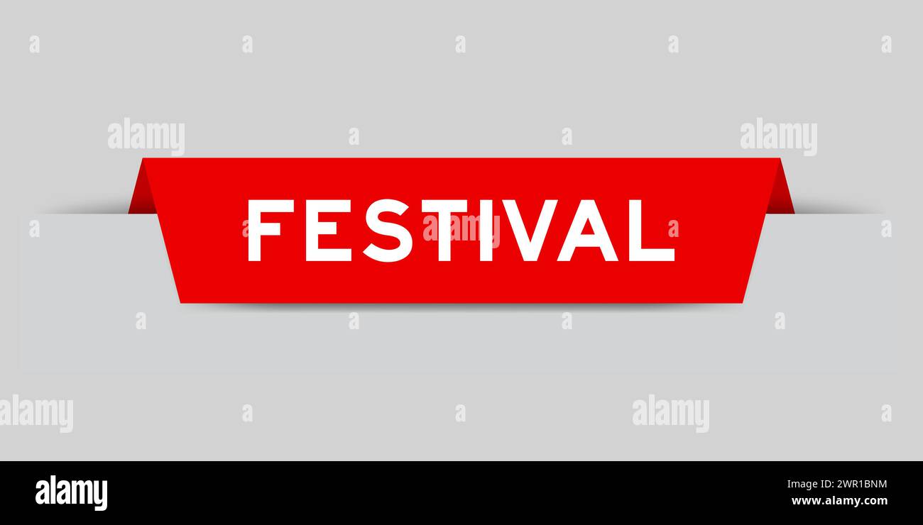 Red color inserted label with word festival on gray background Stock ...