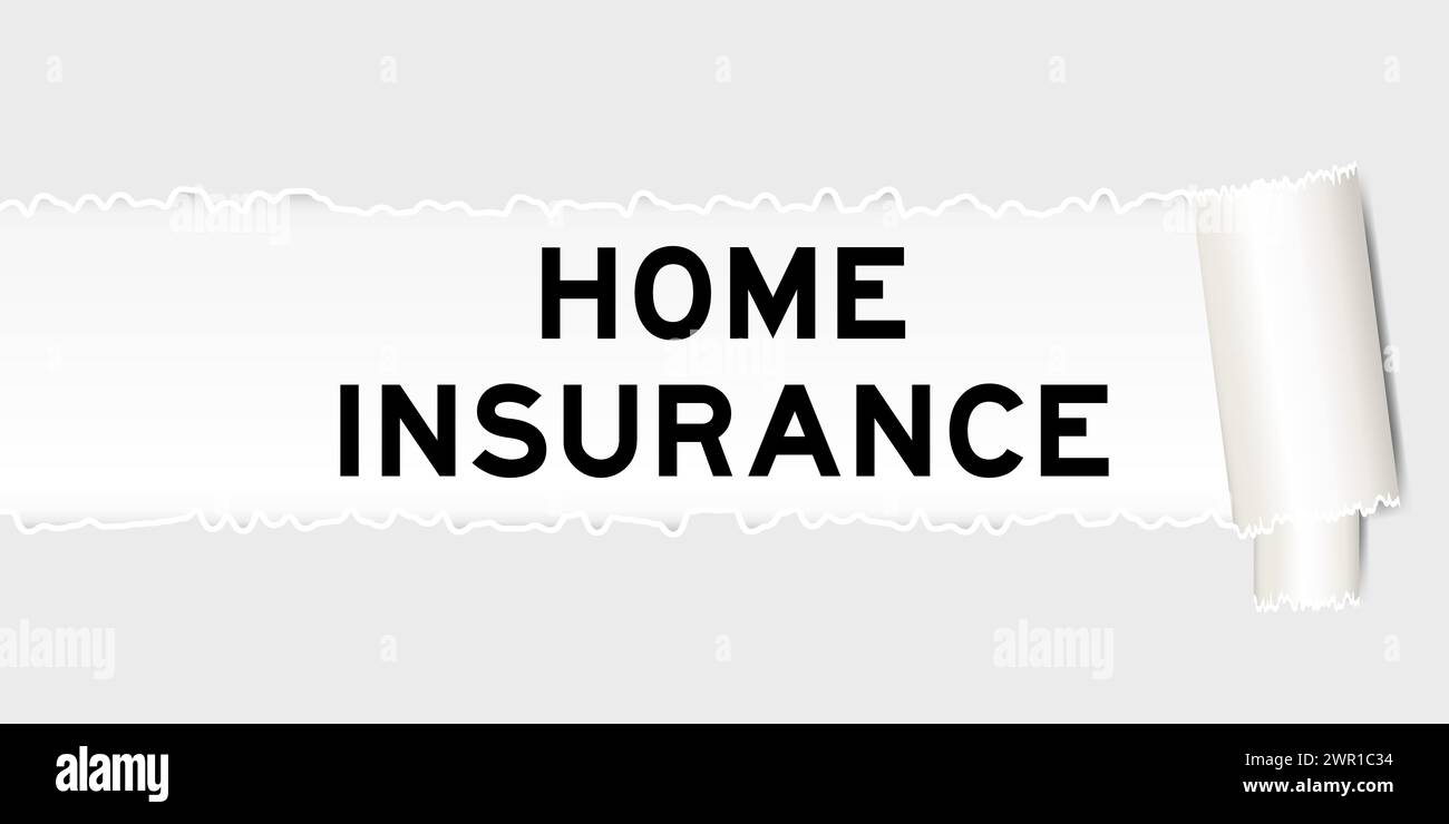 Ripped gray paper background that have word home insurance under torn ...
