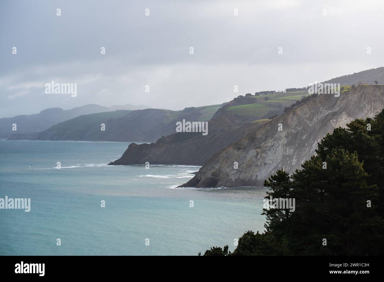 Coastal road from Getaria to Zumaia, Pais Vasco, Spain Stock Photo - Alamy