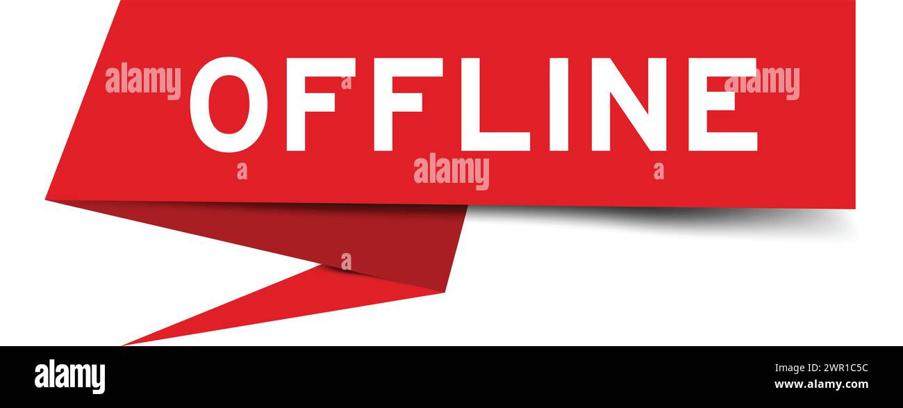 Red color speech banner with word offline on white background Stock ...