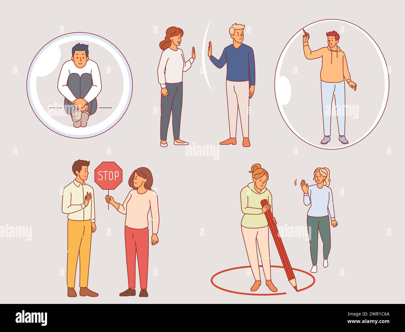 Keeping personal space Stock Vector Images - Alamy