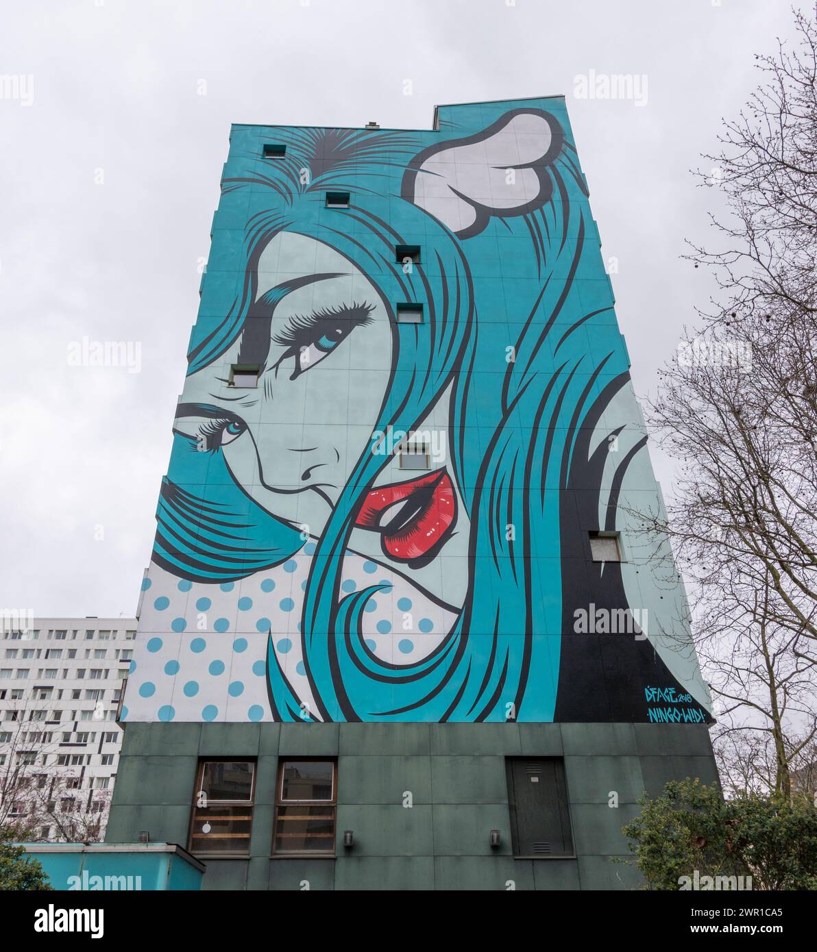 Paris, France - 03 09 2024 : Street art on a building in the 13th ...