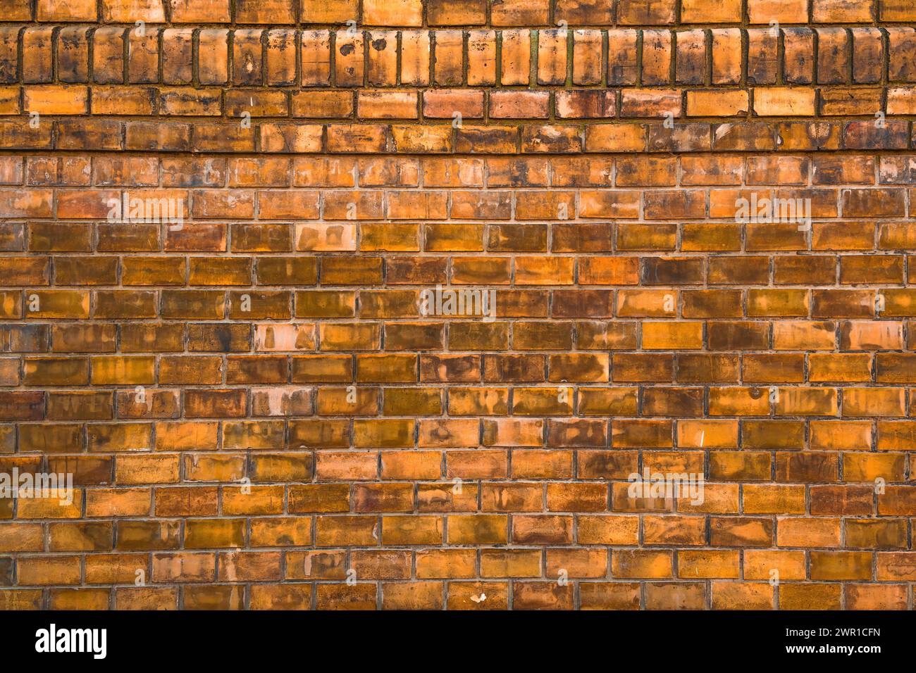 Yellow brick wall, old building facade made of rustic brickwork pattern ...