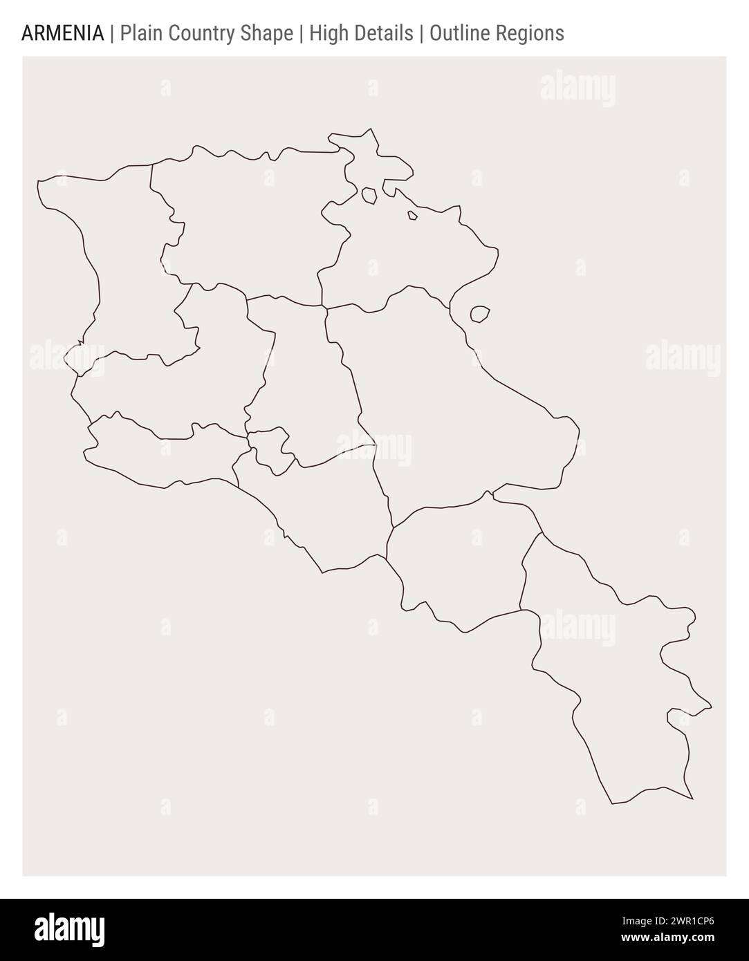 Armenia plain country map. High details. Outline regions style. Shape ...