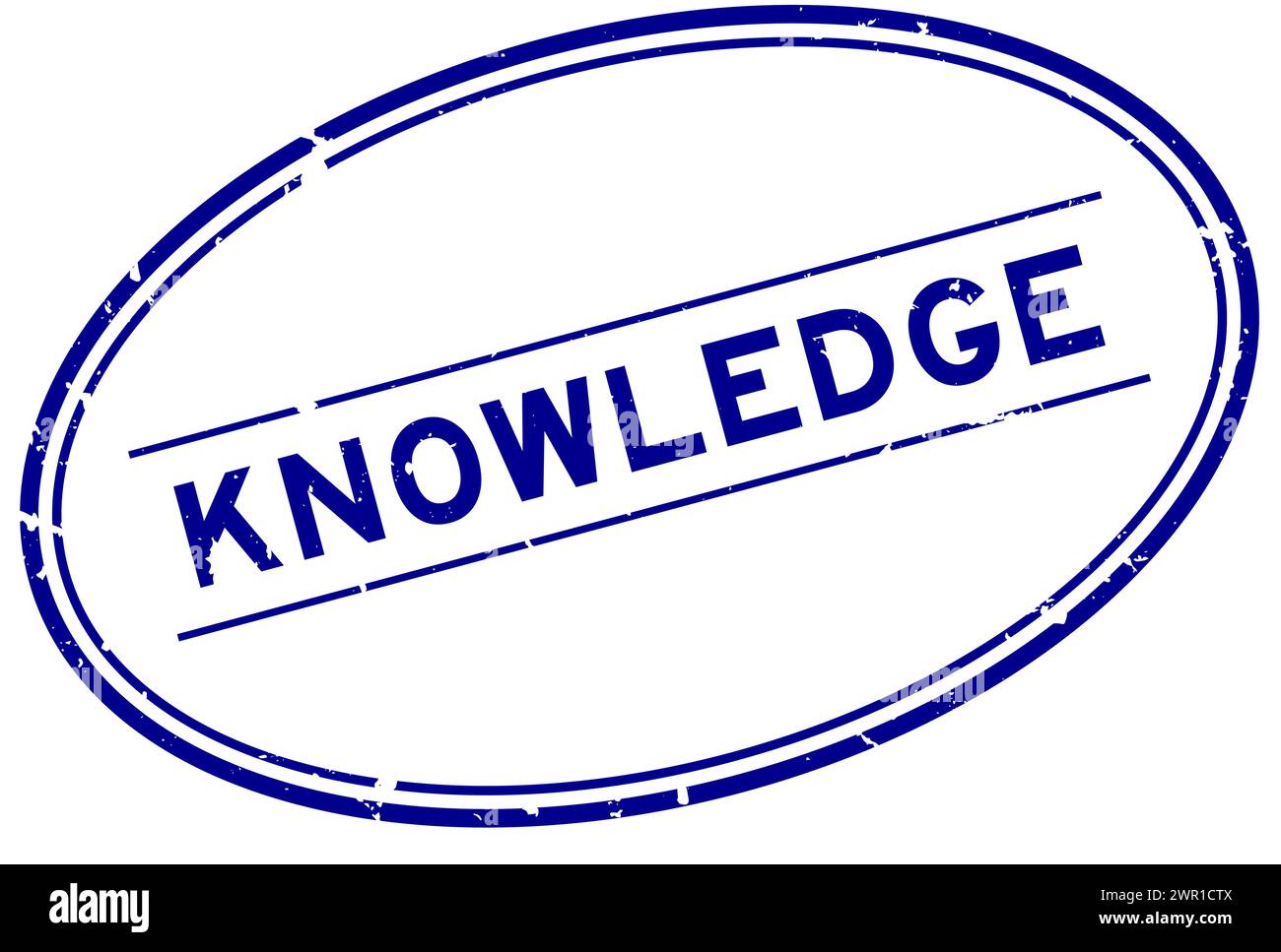 Grunge blue knowledge word oval rubber stamp in white background Stock ...