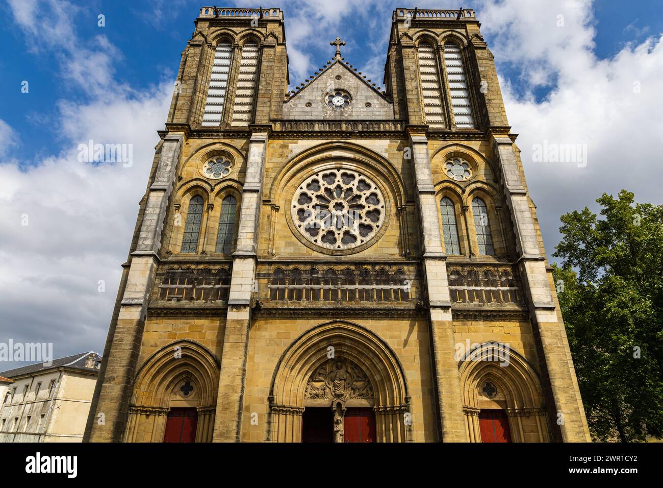 Église Saint-André, neo-Gothic catholic church with two towers on the ...