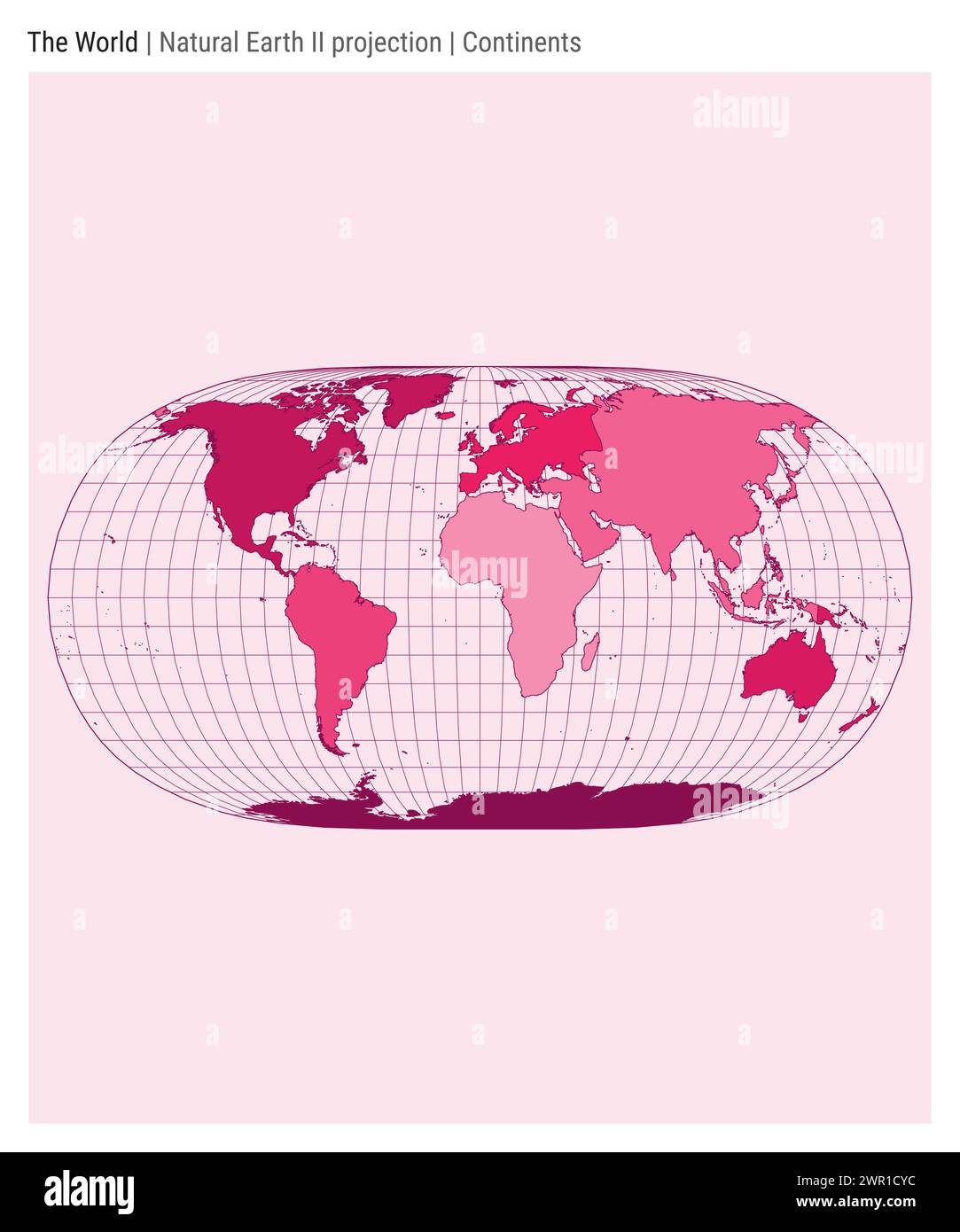 World Map. Natural Earth II projection. Continents style. High Detail ...