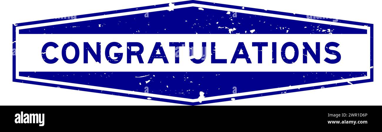 Grunge blue congratulations word hexagon rubber seal stamp on white background Stock Vector ...