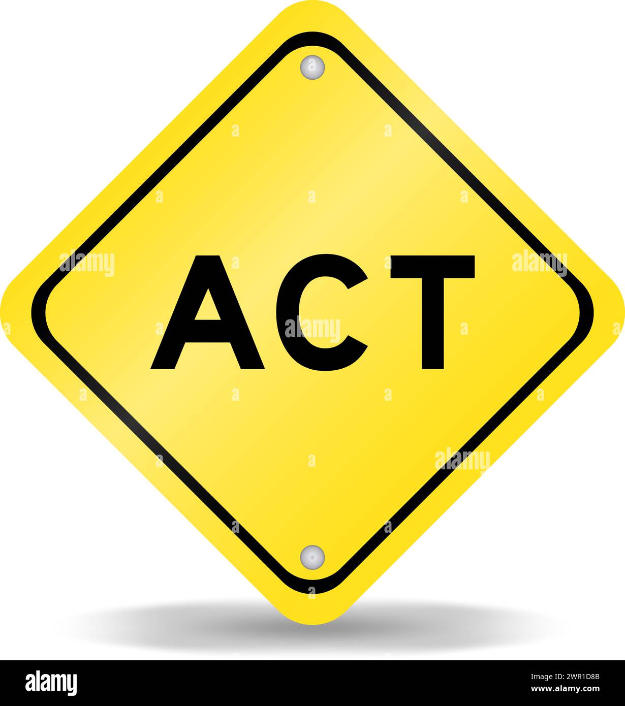 Yellow color transportation sign with word act on white background ...