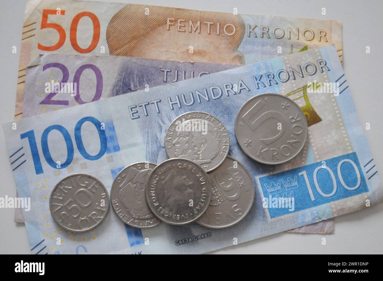 Copenhagen, Denmark /10 March 2024/.Swedish kronors in notes or bill ...