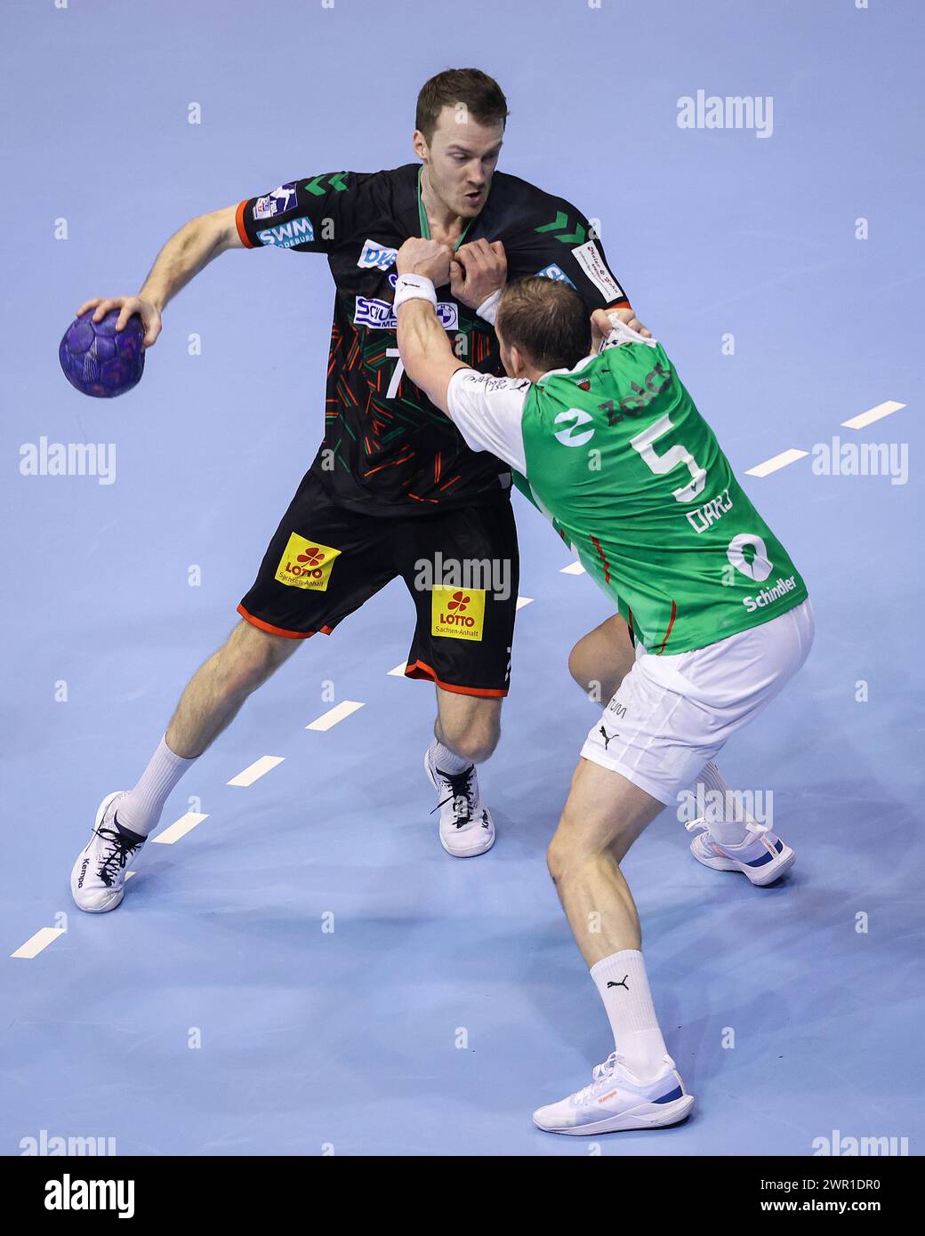 10 March 2024, Saxony-Anhalt, Magdeburg: Handball, Bundesliga, SC Magdeburg - Füchse Berlin ...