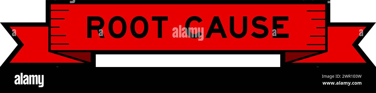 Ribbon label banner with word root cause in red color on white ...