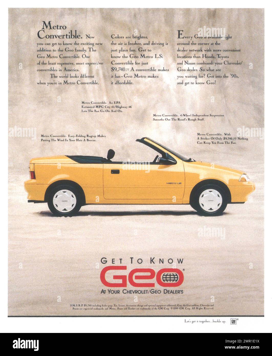 1991 Geo Metro Convertible Print Ad Stock Photo - Alamy