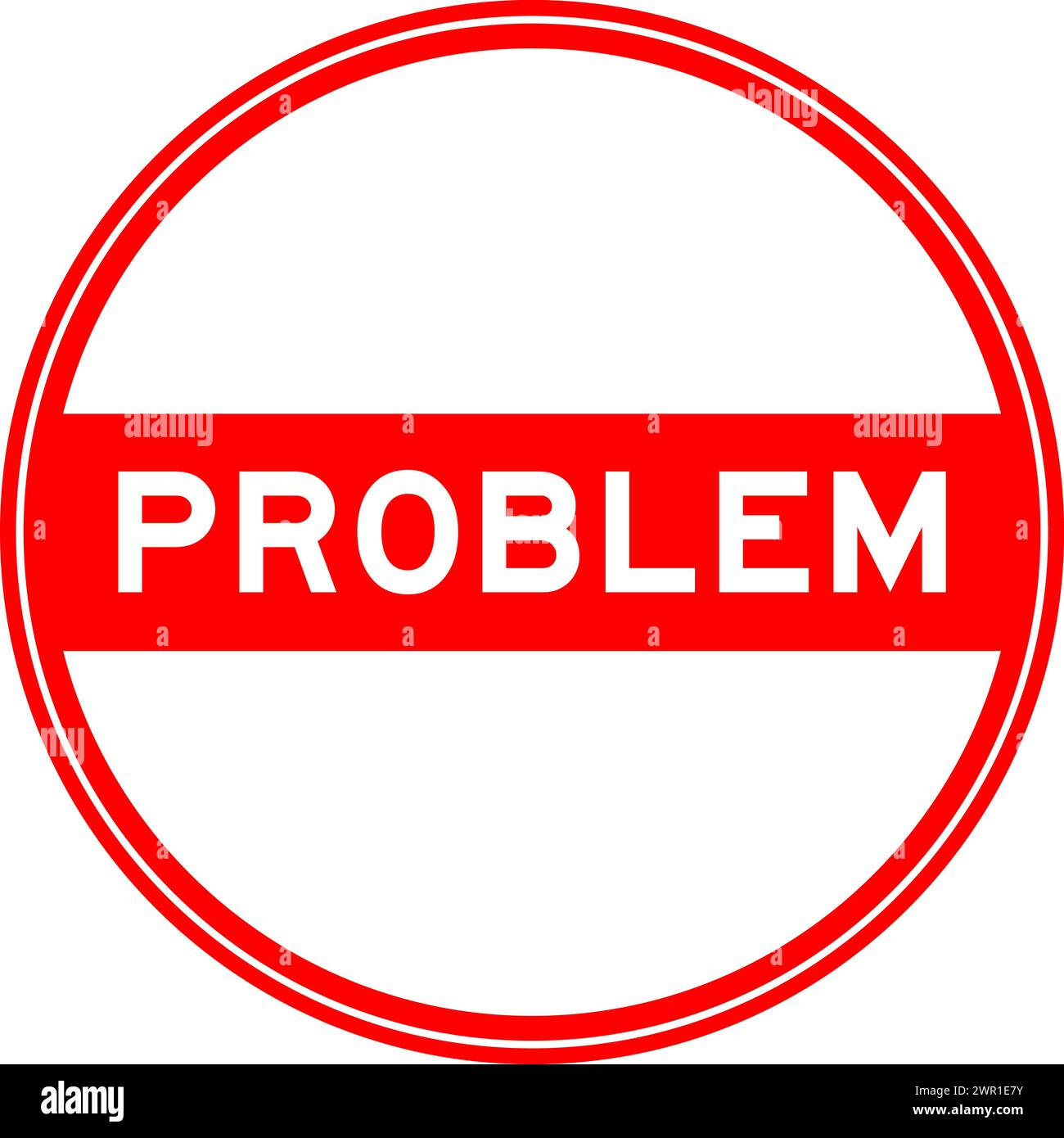 Red color round seal sticker in word problem on white background Stock ...