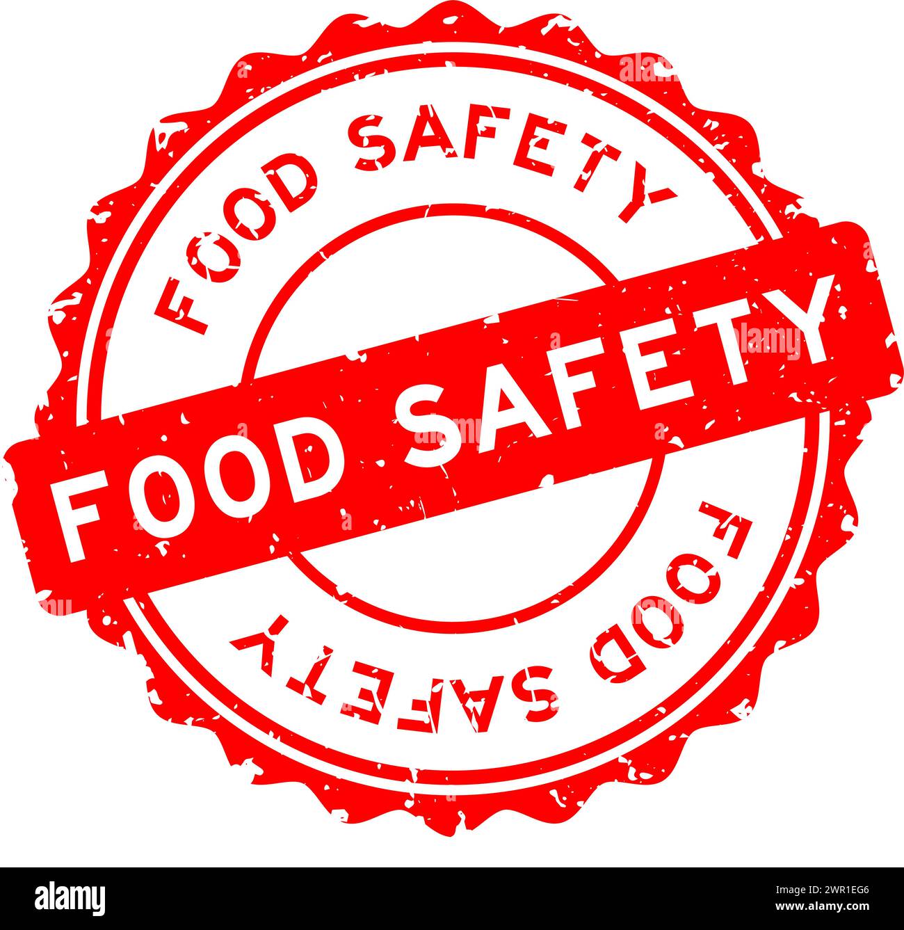 Grunge red food safety word round rubber seal stamp on white background ...