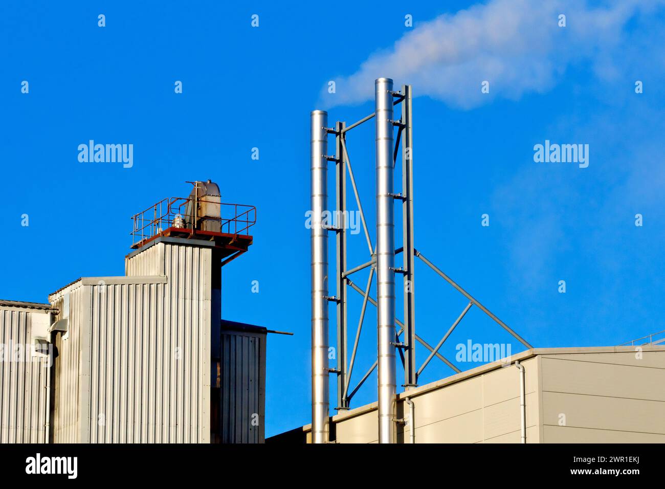 A view of part of a maltings facility on an industrial estate, focusing ...