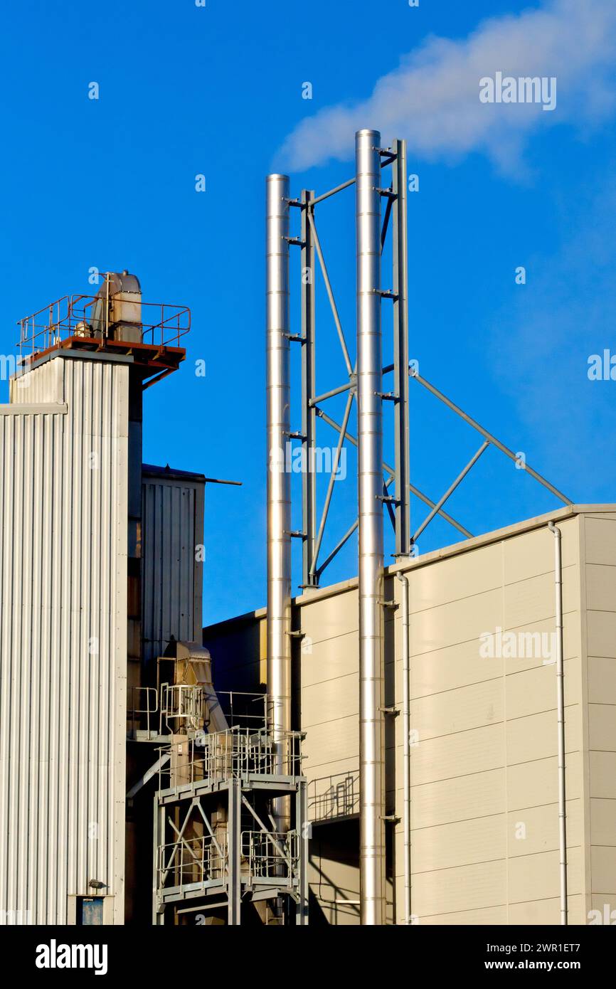 A view of part of a maltings facility on an industrial estate, focusing ...