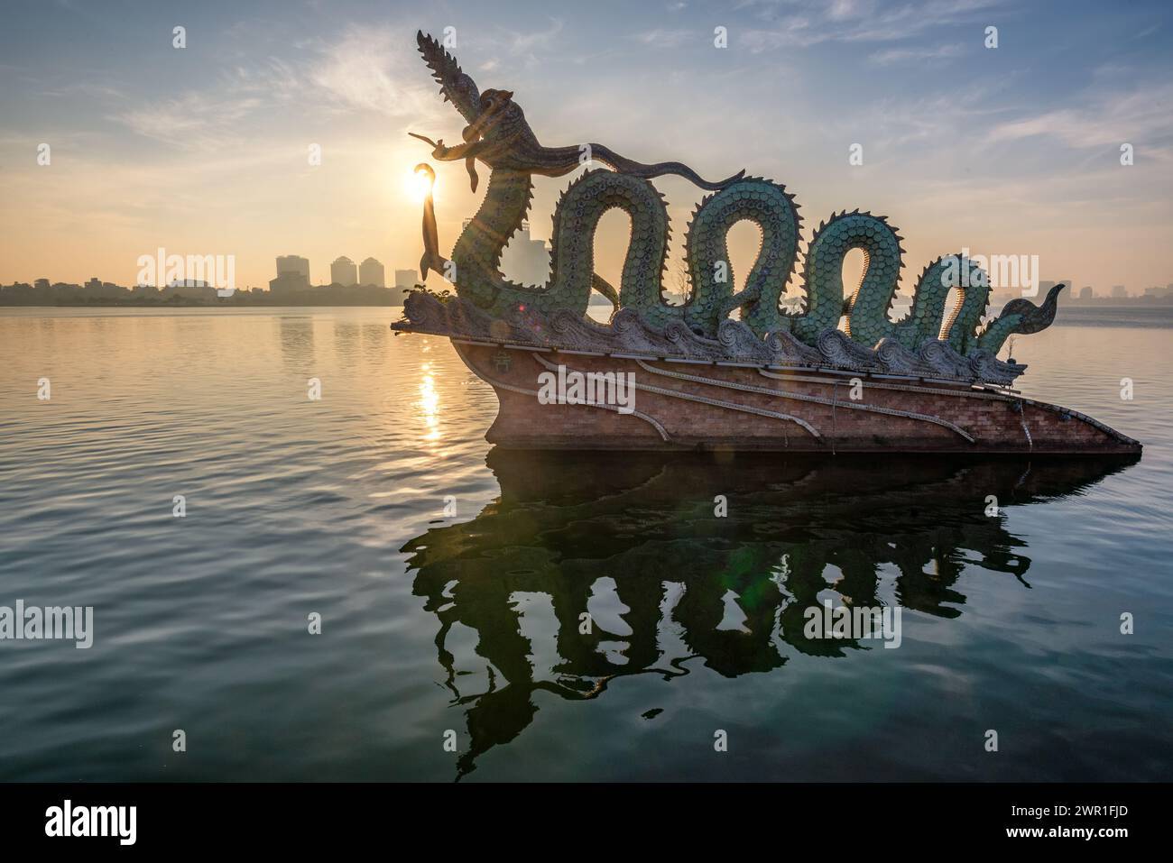 West Lake Dragons statue in Hanoi. The dragons which set the Vietnam Guinness record as the ...