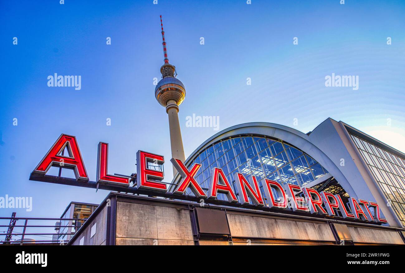 Berlin Alexanderplatz, railway station and TV tower Stock Photo - Alamy
