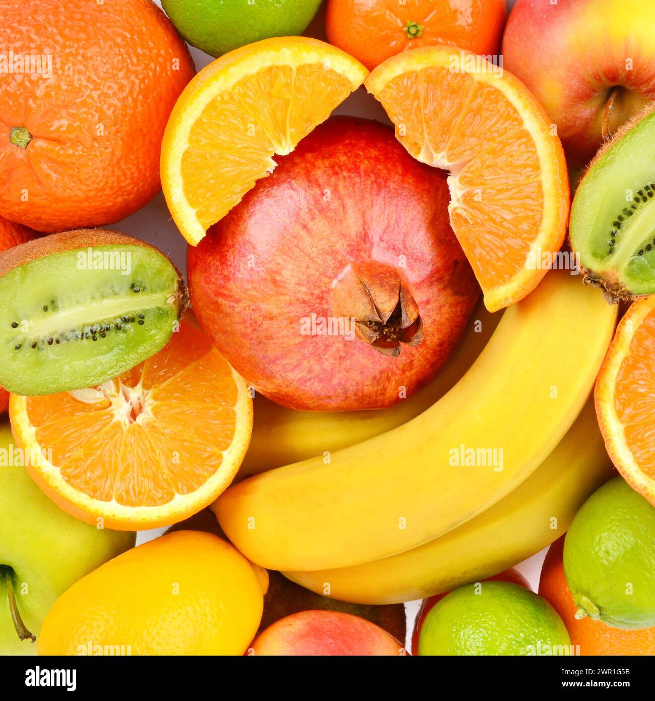 Bright beautiful background of ripe fruits. Organic healthy food Stock ...