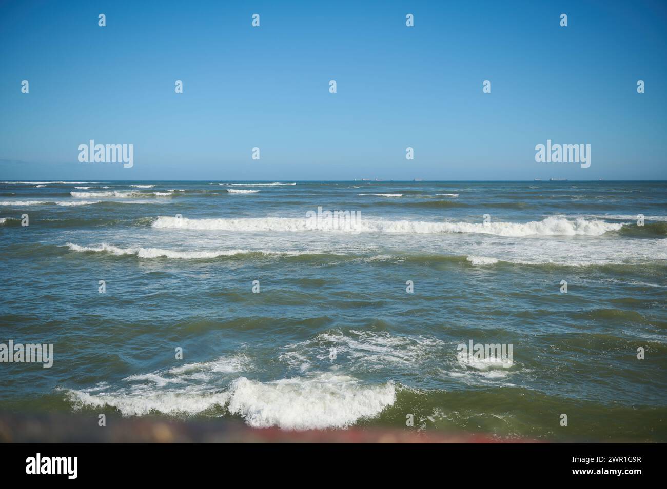 View of sea waves pounding on the headland. Atlantic ocean background ...