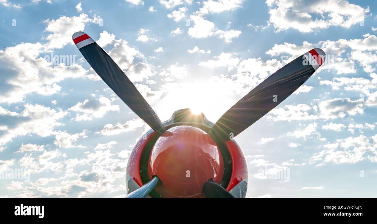 Close up on an airplane’s propeller into the sun Stock Photo - Alamy