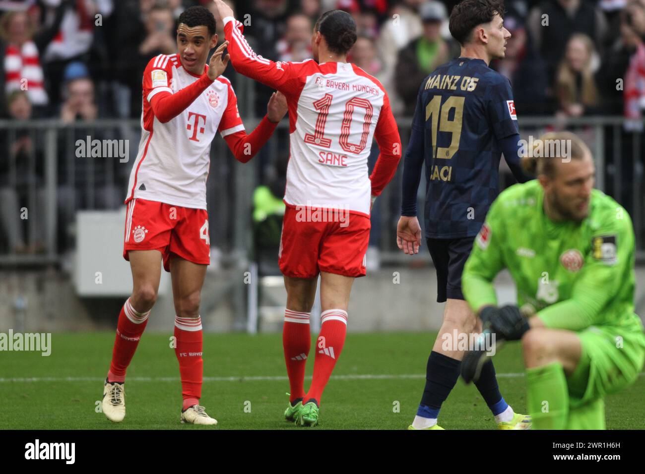 MUNICH, Germany - 9. MARCH 2024: 10 Leroy SANÉ, Sane, 42 Jamal MUSIALA ...