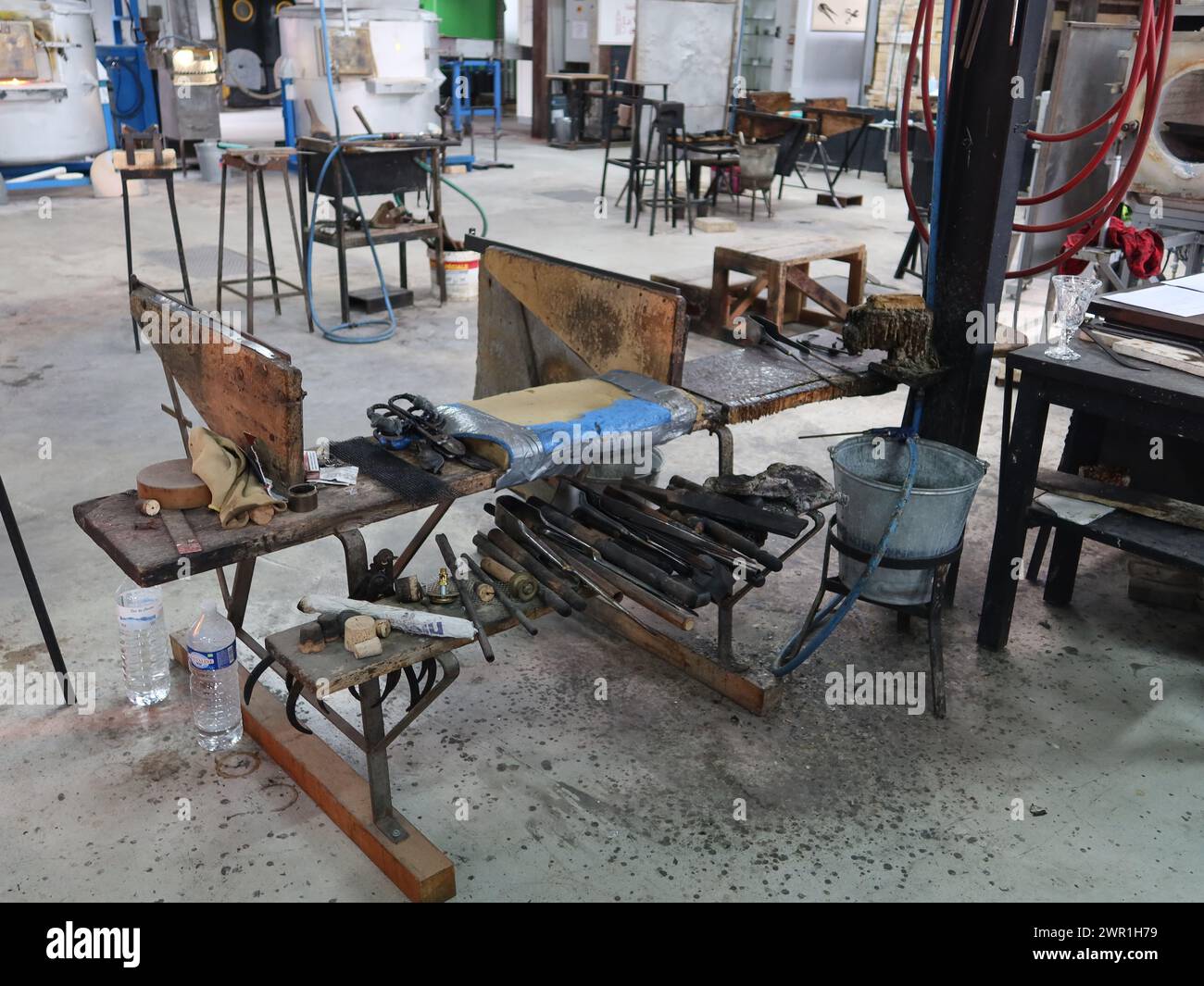 A display of tools in the workshop & museum of the Biot Glass Blowing ...