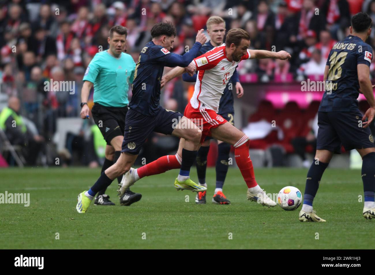 MUNICH, Germany - 9. MARCH 2024: 9 Harry KANE in action vs Mainz-05 ...