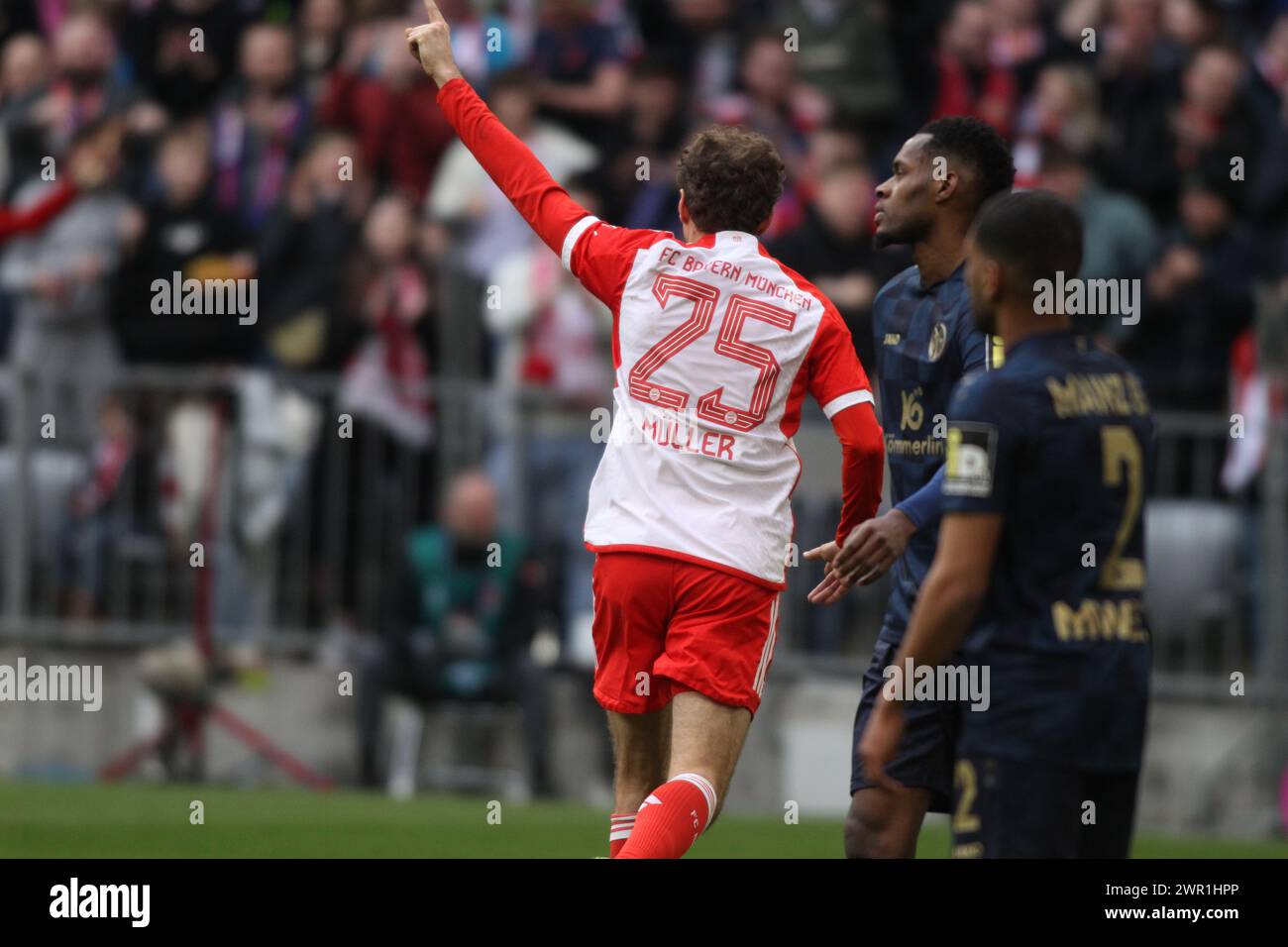 MUNICH, Germany - 9. MARCH 2024: goal 3:1 25 Thomas MUELLER, Müller ...
