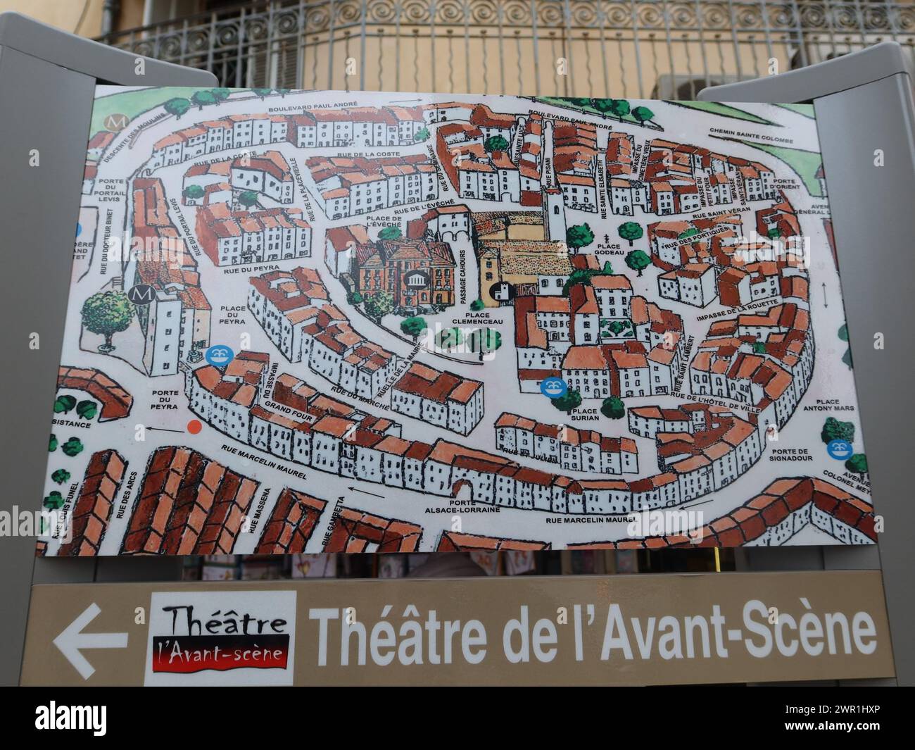 Illustrated map provided for tourists visiting the fortified medieval ...