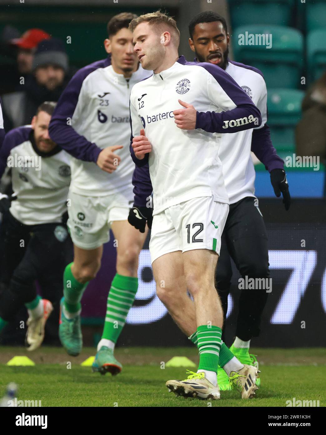 Hibernian's Chris Cadden warming up ahead of during the Scottish Gas ...