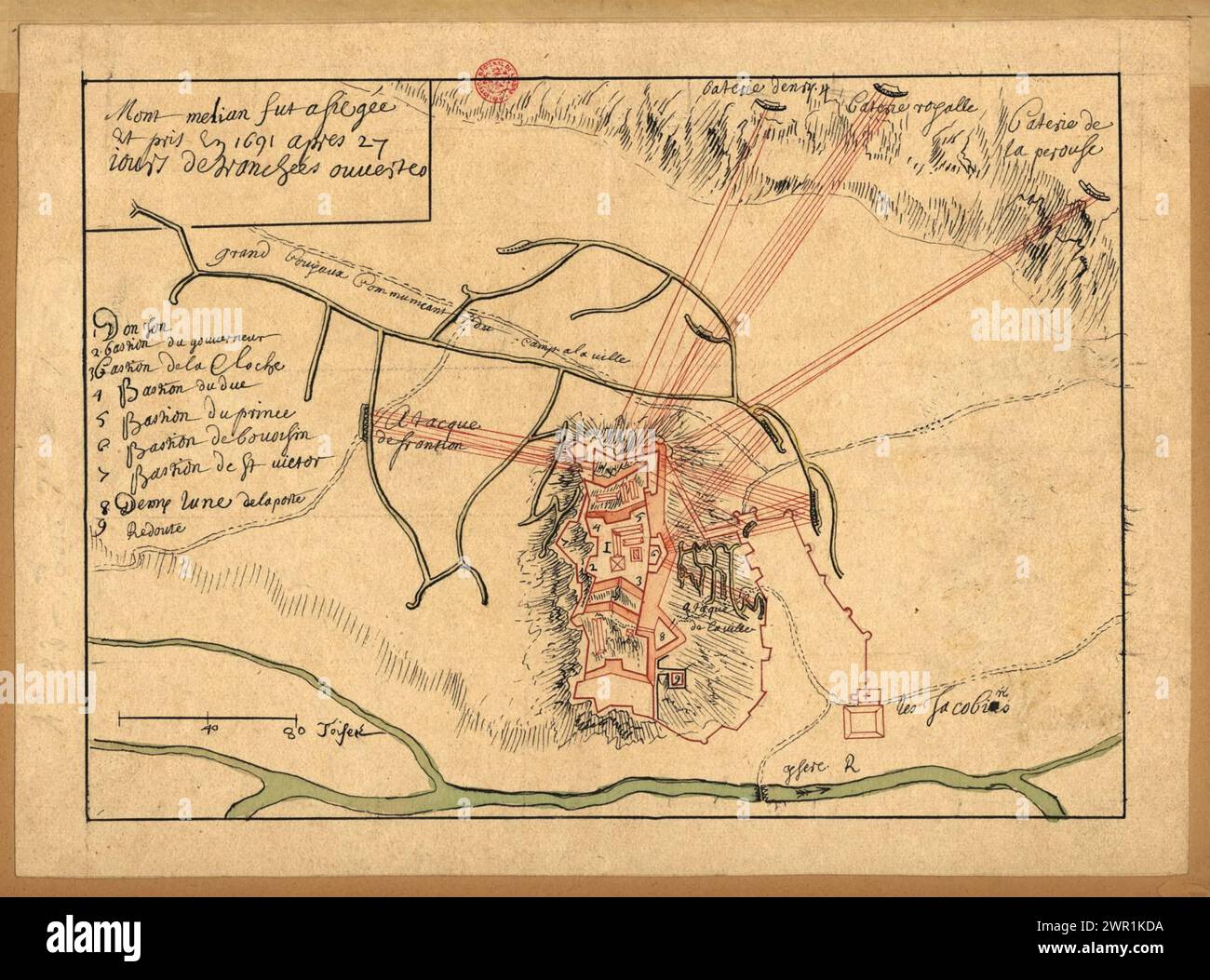 War Map concerning an attack to a Fortress Stock Photo - Alamy