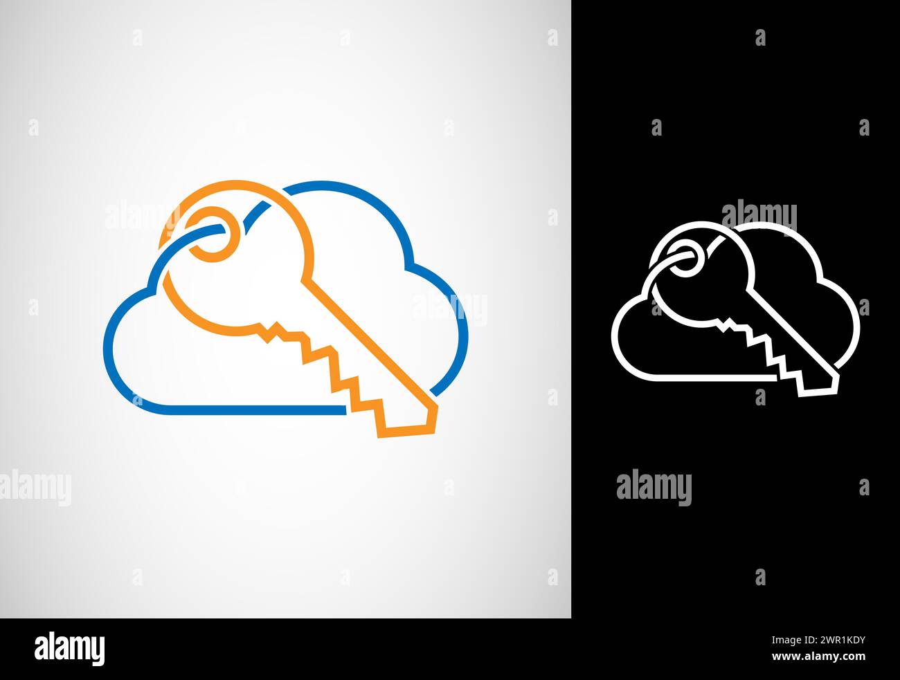 Cloud key logo design vector illustration. Secure sign symbol Stock ...
