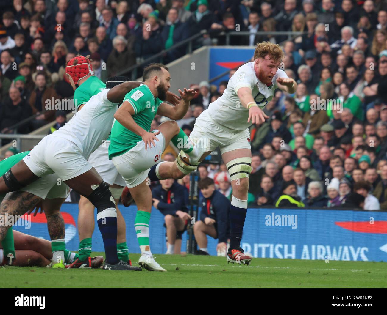 L-R Jamison Gibson-Park of Ireland (Leinster) and England's Ollie ...