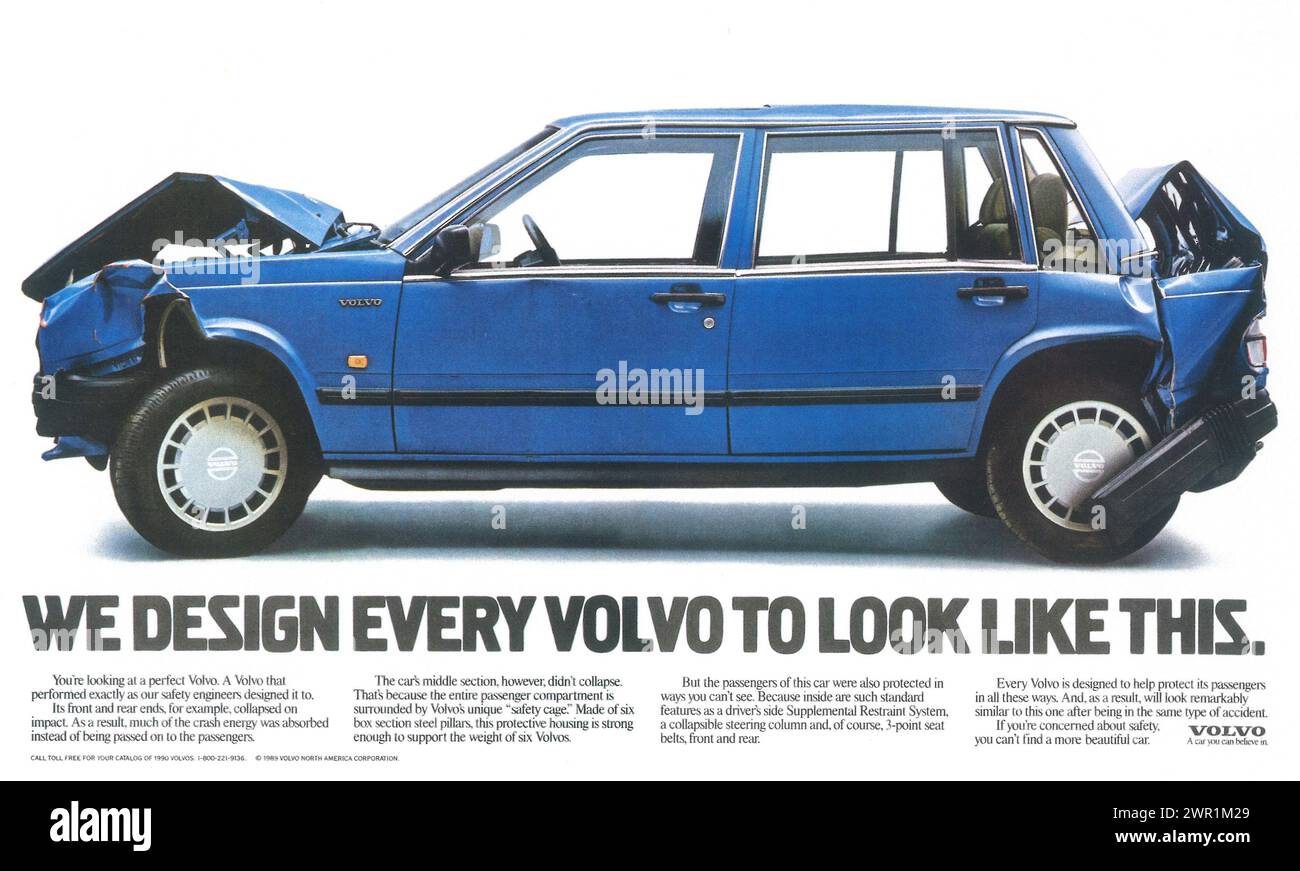 1991 Volvo Print Ad. We Design Every Volvo To Look Like This Stock ...
