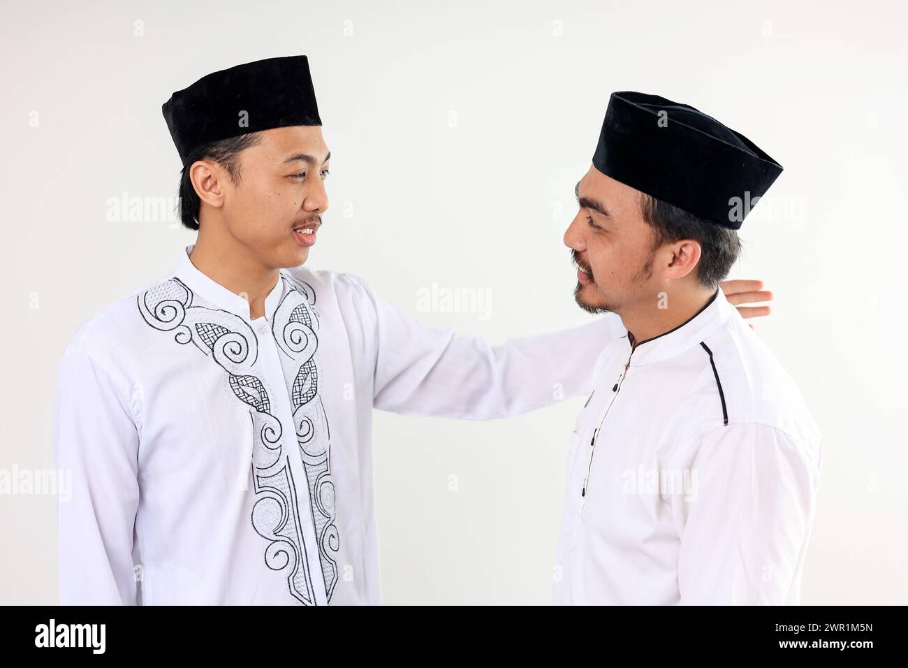 Two Asian Muslim Male People Hug Each and Forgive Each Other Celebrate ...