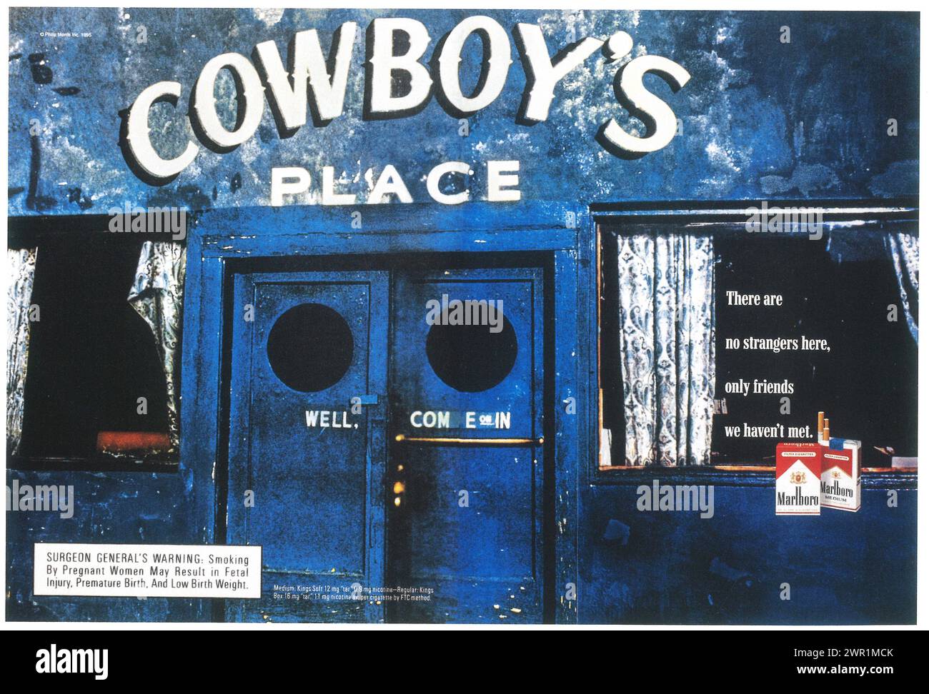 1995 Marlboro Print Ad. Cowboy's place. There are no strangers here ...